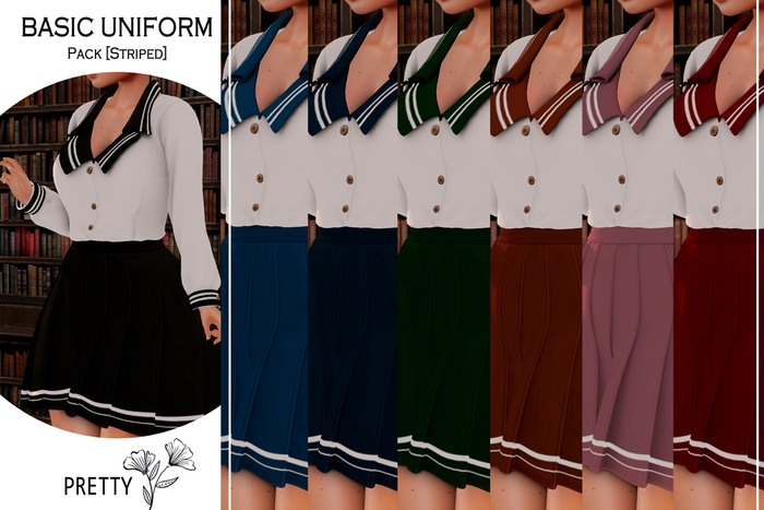 Second Life Marketplace - PRETTY - Basic Uniform - Pack Striped
